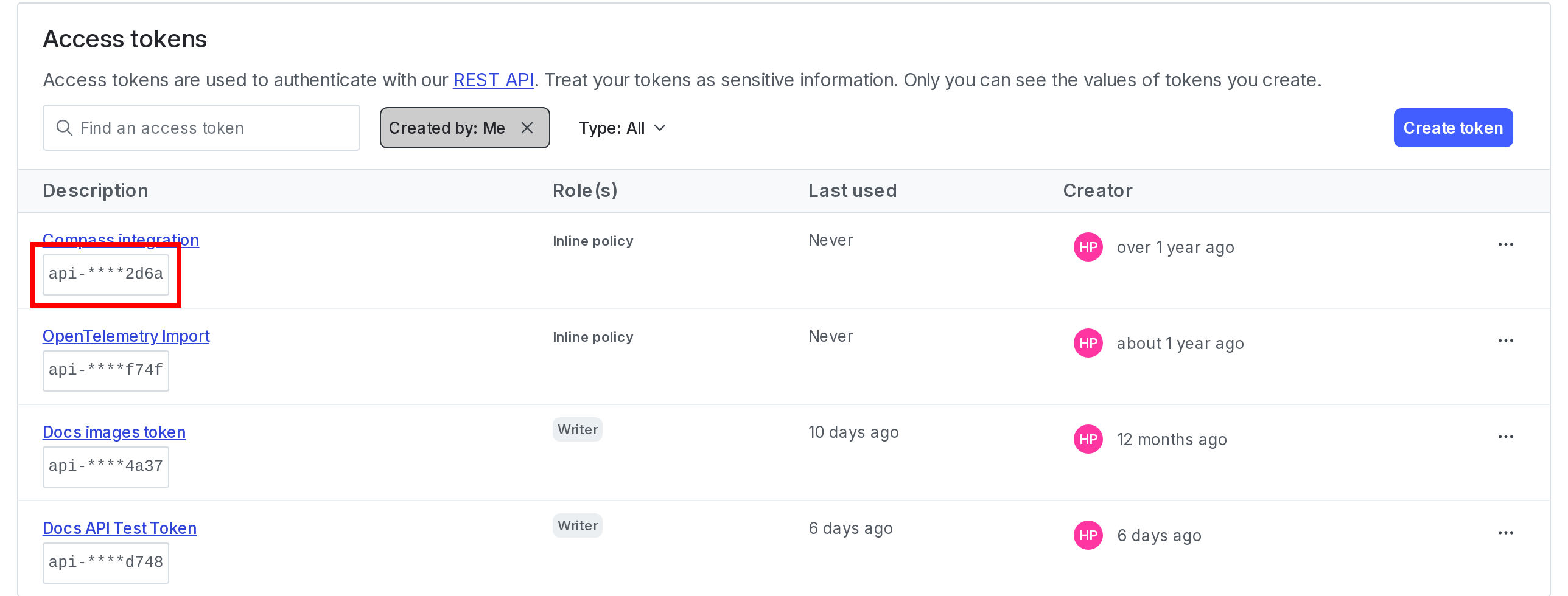 Creating API access tokens | LaunchDarkly | Documentation
